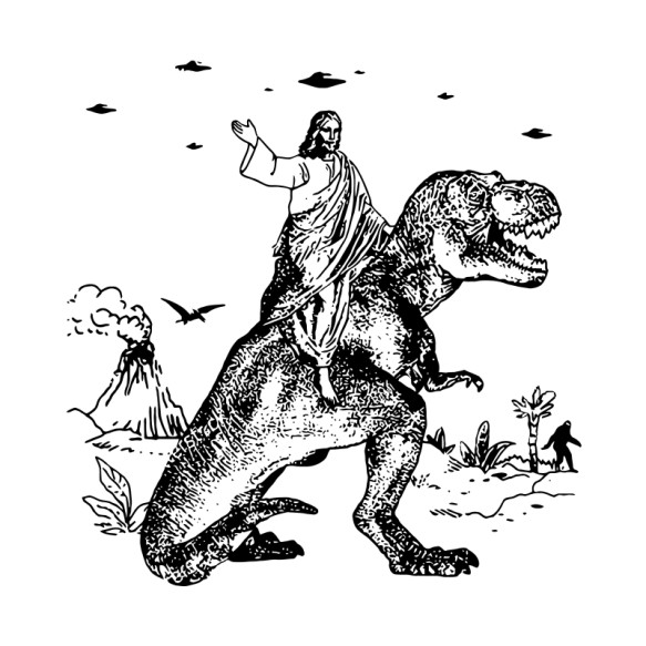 Jesus riding a t-rex jesus riding a t-rex jesus riding a t-rex Pólók ...