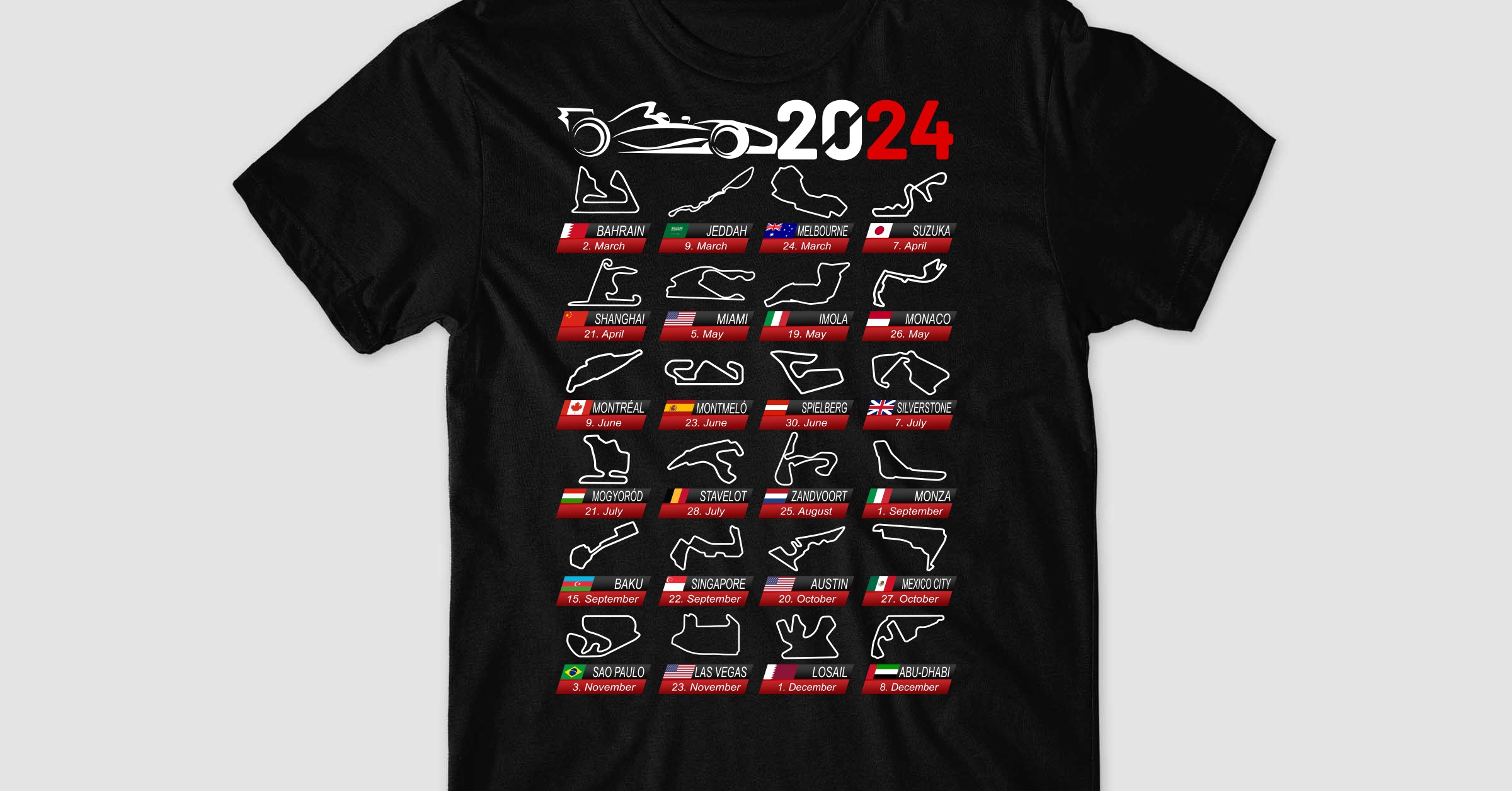 F1 race tracks 2024 Póló - Forma 1