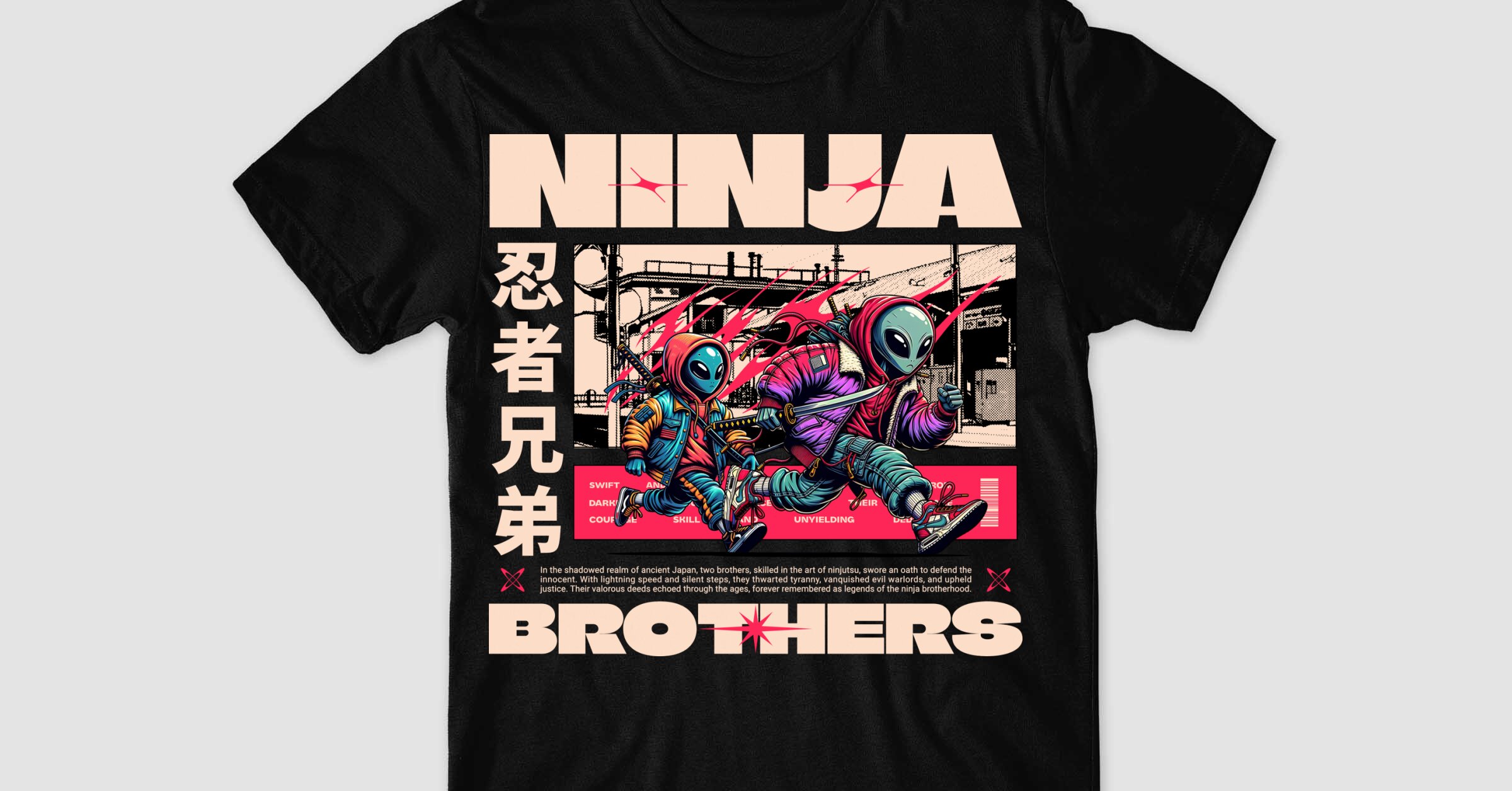 Ninja Brothers Póló - Ázsiai Póló Japán Sárkány - Születésnapi Ajándék ...