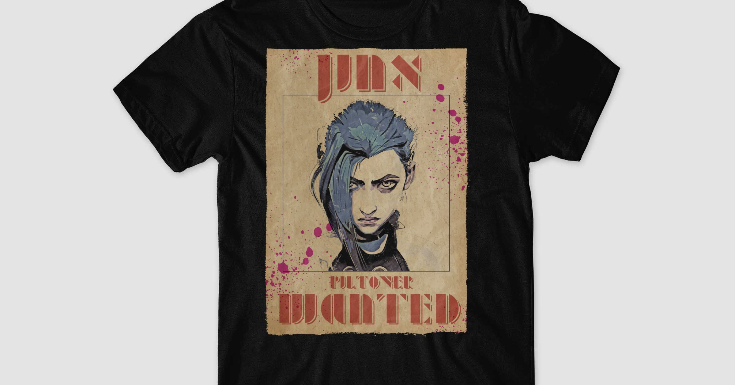 Jinx wanted poster Póló - Arcane Póló - Születésnapi Ajándék - Karácsonyi Ajándék - LoL Sorozat ...