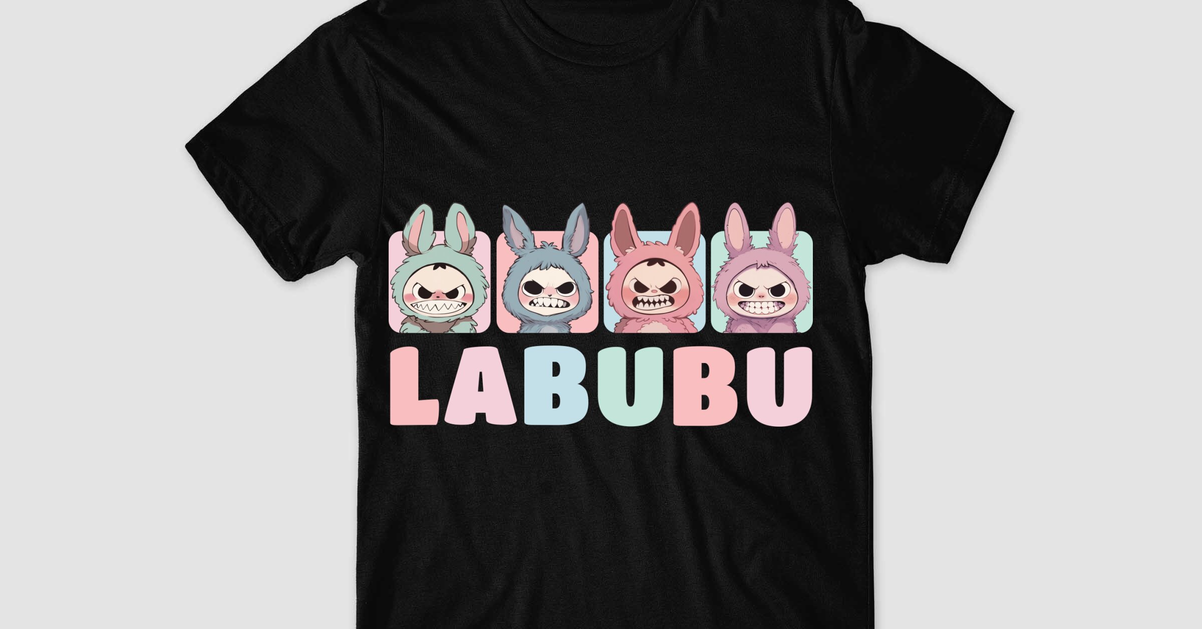 Labubu - Színes Felirat Póló - Labubu Póló - Vicces Ajándék ...