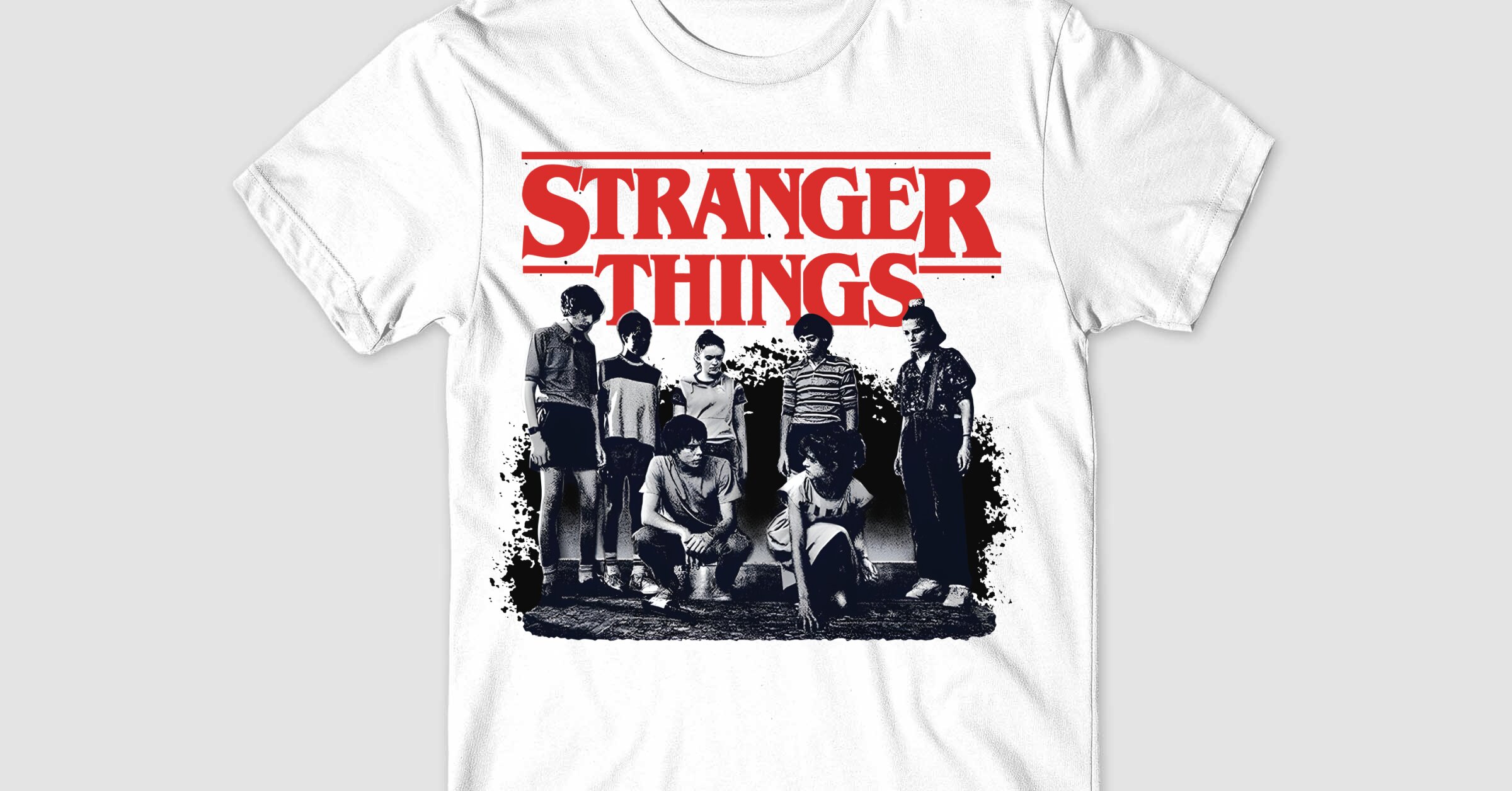 Stranger Things - Fekete-fehér Póló - Stranger Things Póló ...