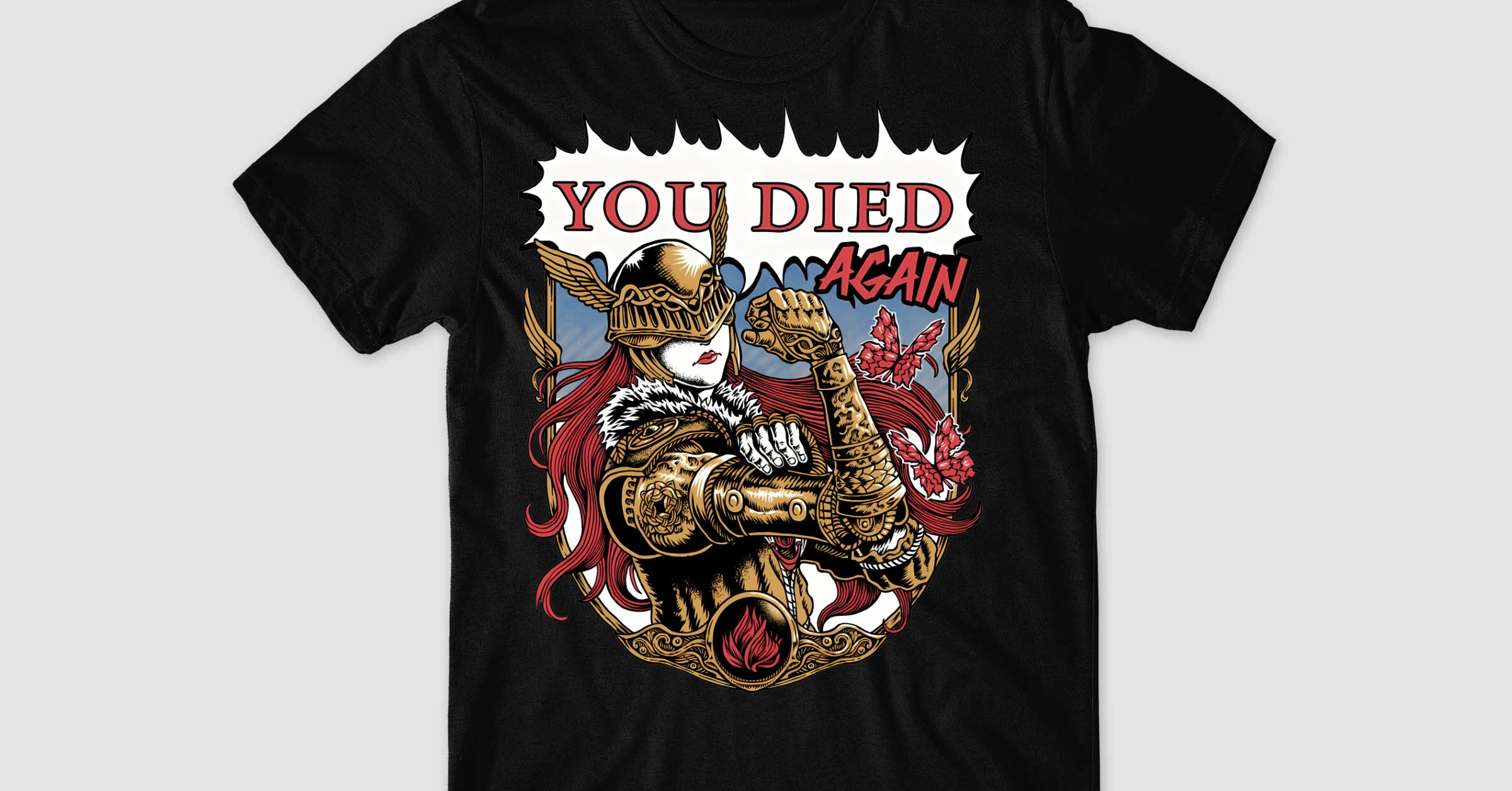 Malenia - You Died, AGAIN Póló - Soulslike Póló - Gamer Ajándék ...